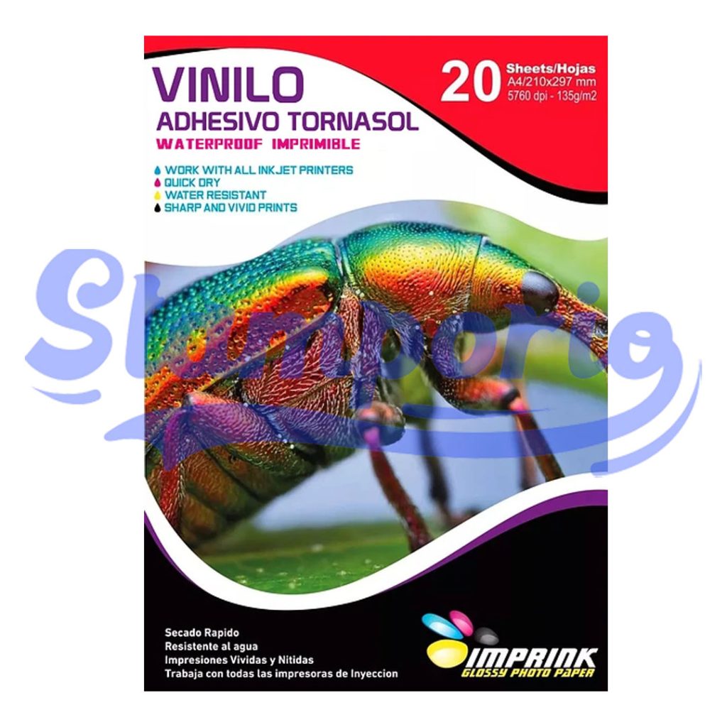 Vinilo adhesivo tornasol imprimible A4 - 20 hojas